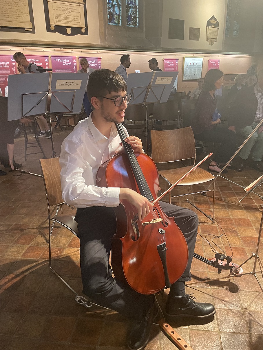 Rami Labib Madanat youngest Cellist in the Kingston Chamber Orchestra – ملح الأرض